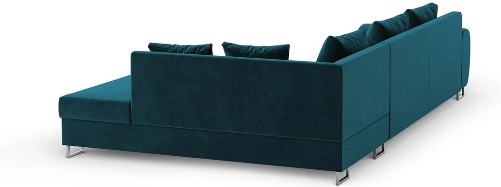KOOKO HOME Rohová rozkládací sametová pohovka s úložným prostorem Adagio XL pravý roh