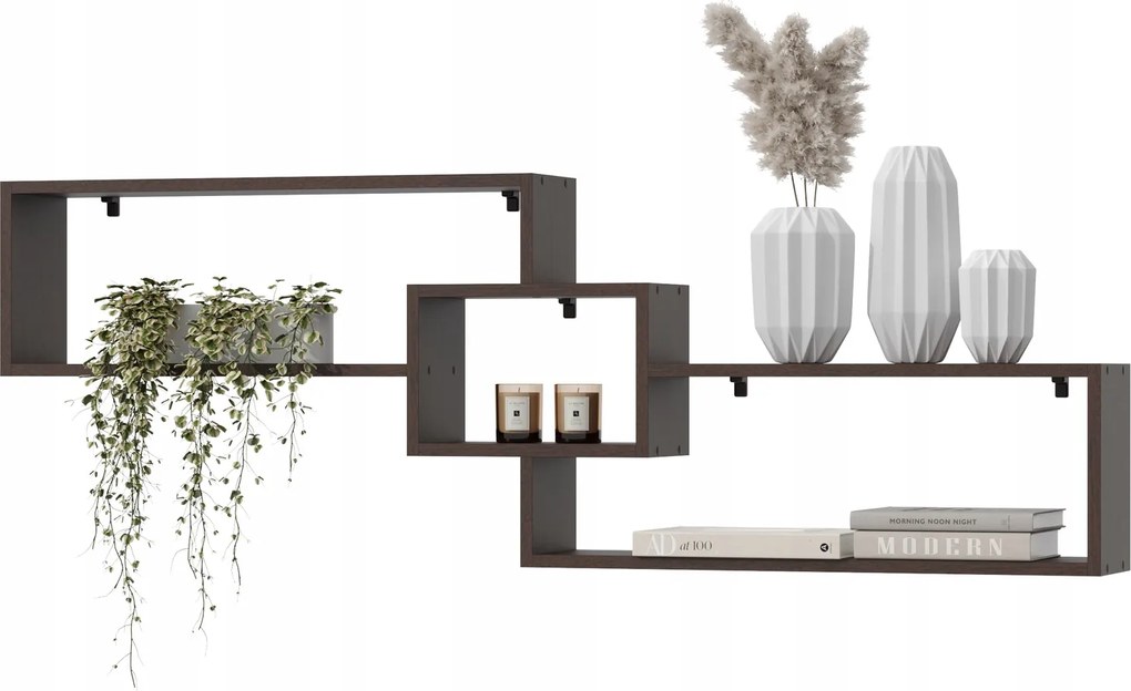 Závěsná nástěnná police pod kosy na knihy do obývacího pokoje Wenge 160 cm