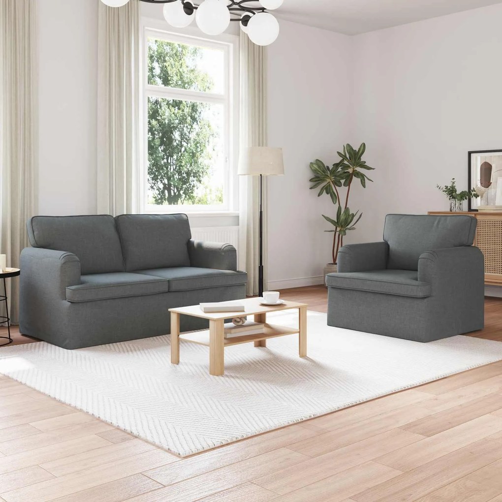 Set pohovek 2 ks Tmavě šedá textil 3407517