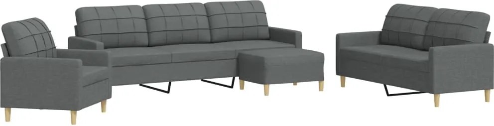 4dílná sedací souprava s podnožkou tmavě šedá textil 3278296