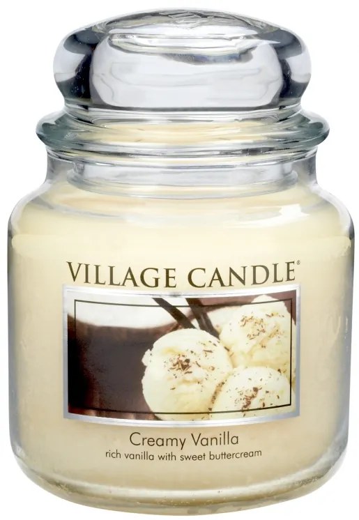 Village Candle Vonná svíčka ve skle, Vanilková zmrzlina - Creamy Vanilla, 16oz Premium