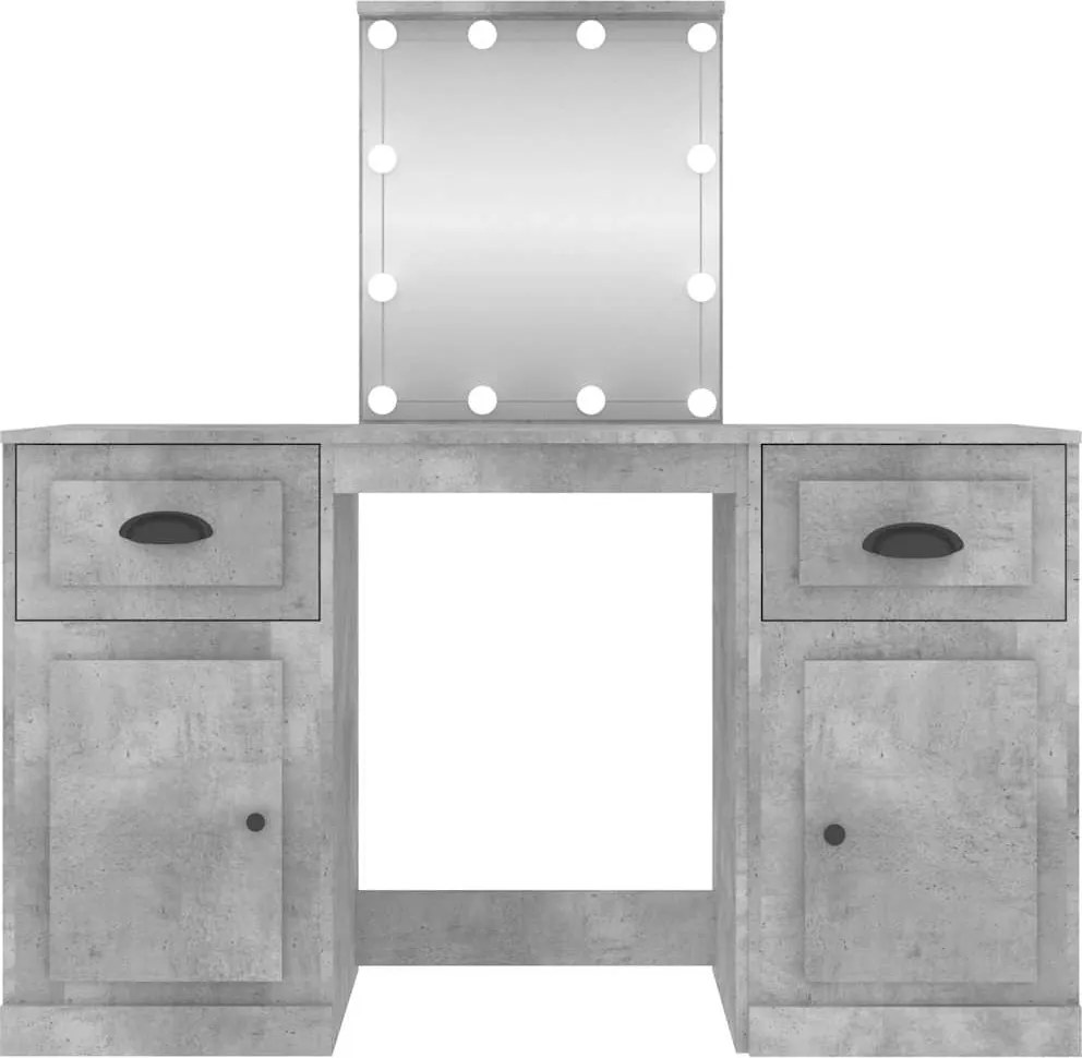 Toaletní stolek s LED betonově šedý 130 x 50 x 132,5 cm 3185347