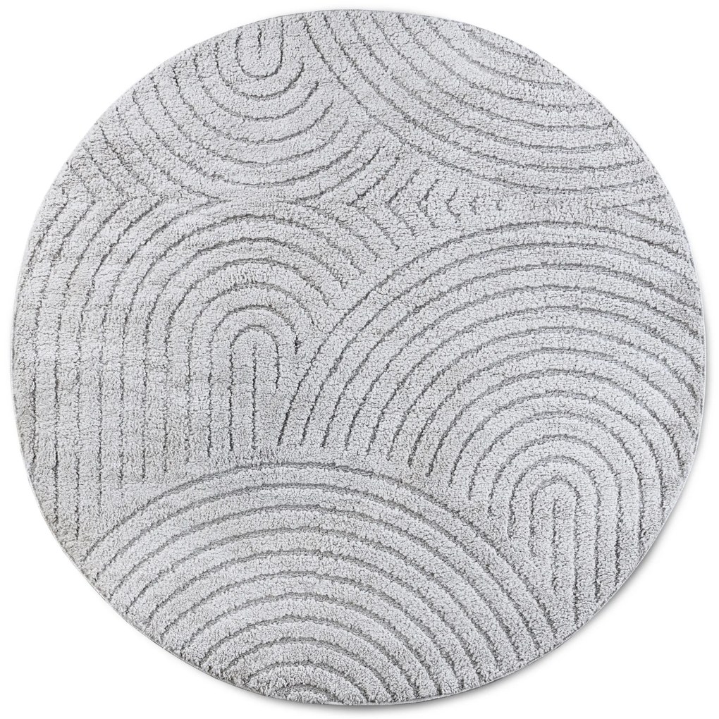 ELLE Decoration, Kusový koberec New York 106205 Light Grey kruh, 160x160 (průměr) kruh, šedá, ložnice