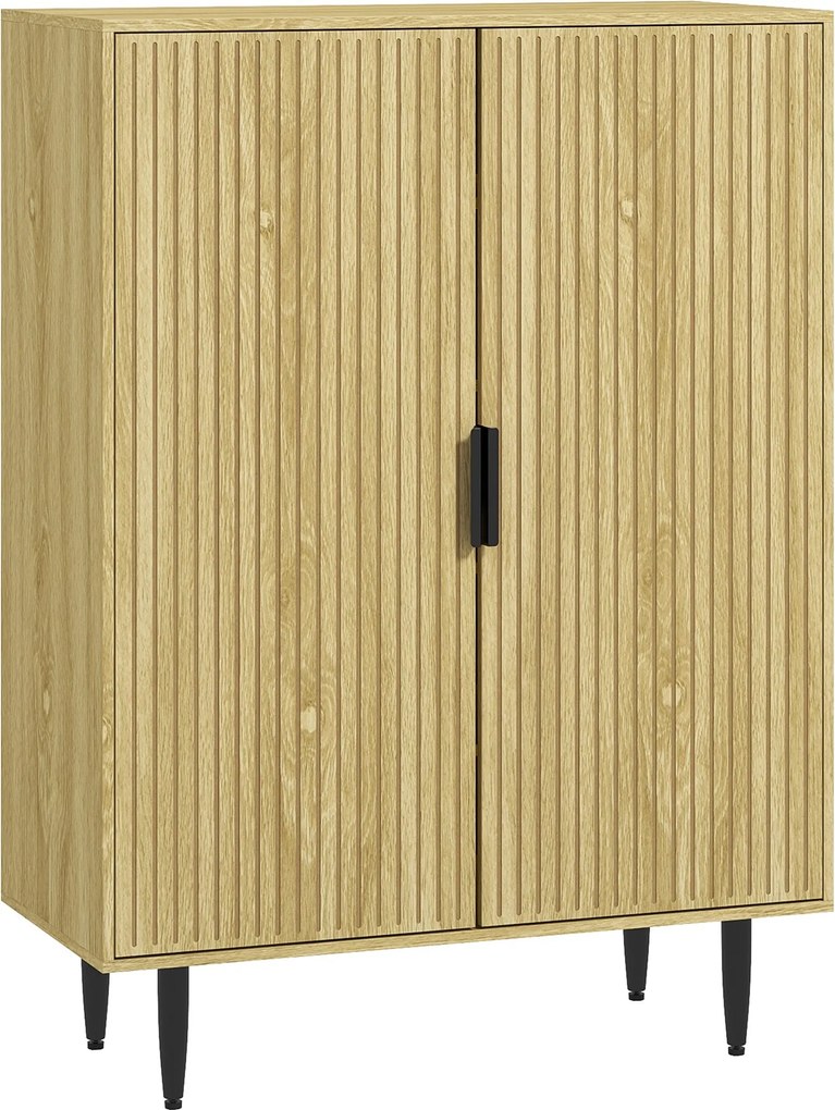 HOMCOM Úložný regál na obuv na 15 párů bot, regál do předsíně s 4 nastavitelnými policemi a kovovými nohami, 80x38x110cm, Dub | Aosom