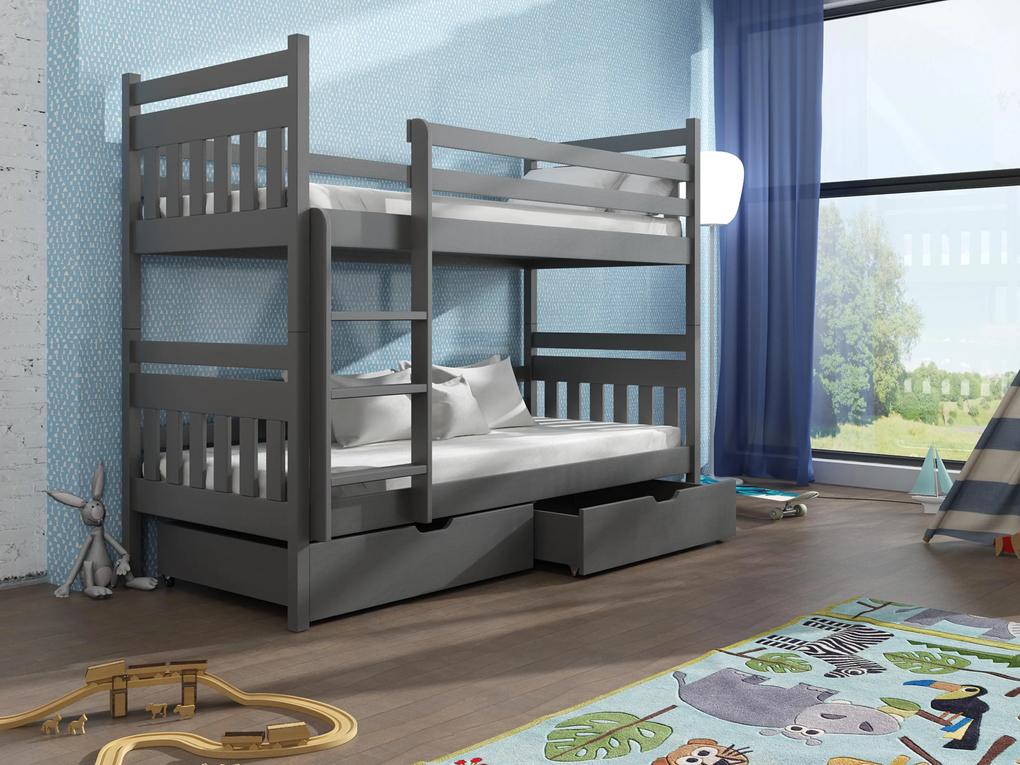 Dětská patrová postel 90 cm Aras (grafit). 615006