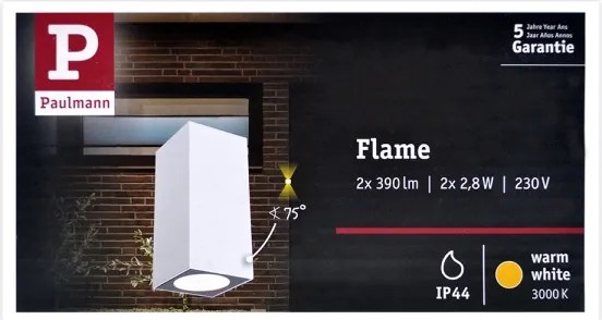 Paulmann 94330 - 2xLED/2,8W IP44 Venkovní nástěnné svítidlo FLAME 230V bílá