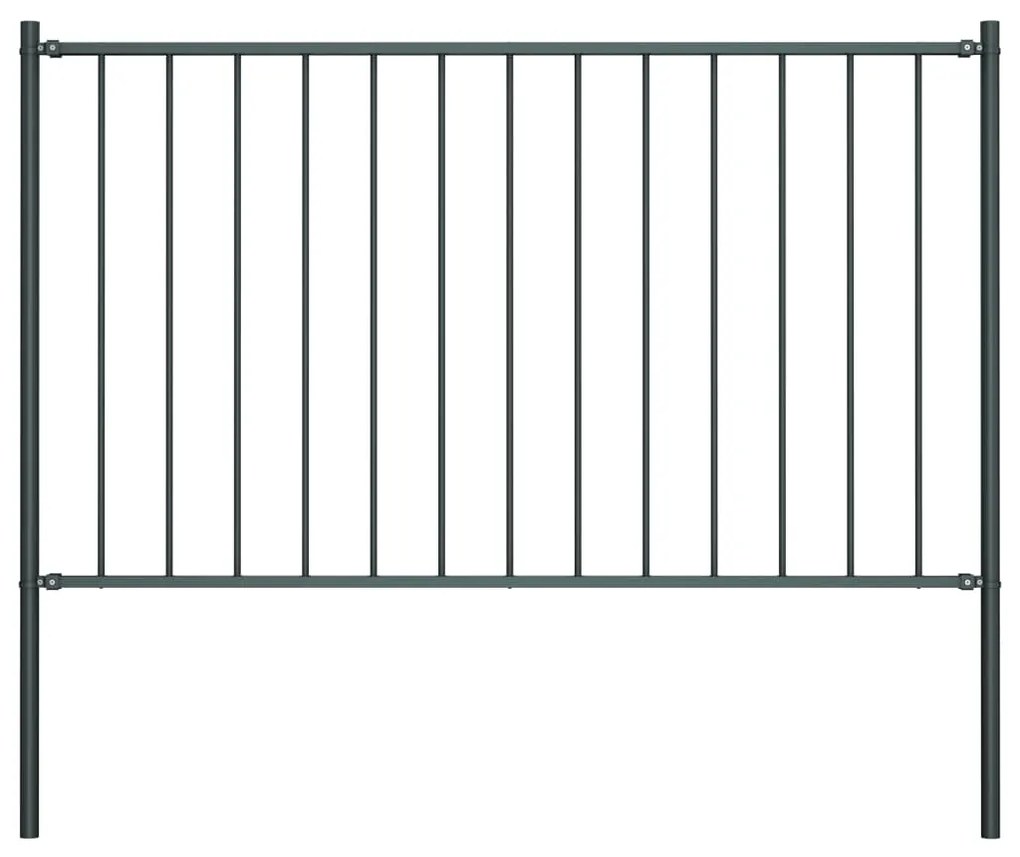 Plotový panel se sloupky, práškově lakovaná ocel 1,81 x 1,25 m, antracitový