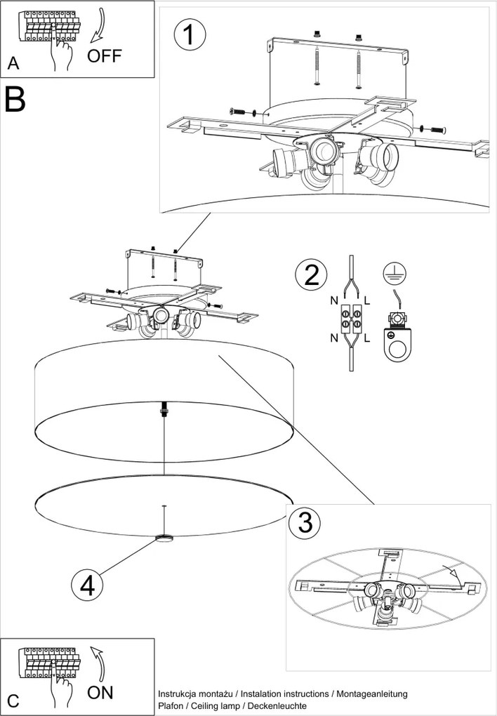 Sollux Lighting Stropní svítidlo SKALA 60 černé