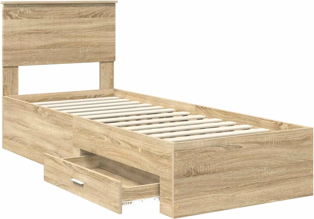 Rám postele Sonoma dub a stříbrná 75 x 190 cm Kompozitní dřevo 3410960