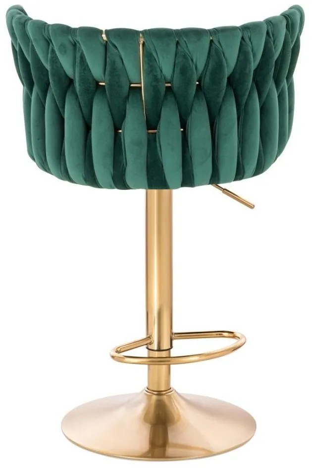 LuxuryForm DESIGN Barová židle LYON VELUR na zlaté kulaté podstavě - zelená