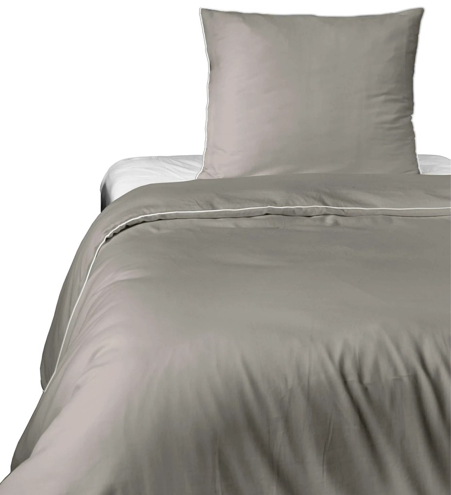 Detexpol Saténové povlečení 140x200 béžové s lemováním s jedním povlakem na polštář 70x80 Mako Satin 62