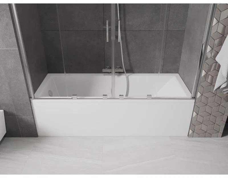 Mexen Velar Duo, 2-křídlová posuvná vanová zástěna 200 x 150 cm, 8mm čiré sklo, chromový profil, 896-200-000-02-01