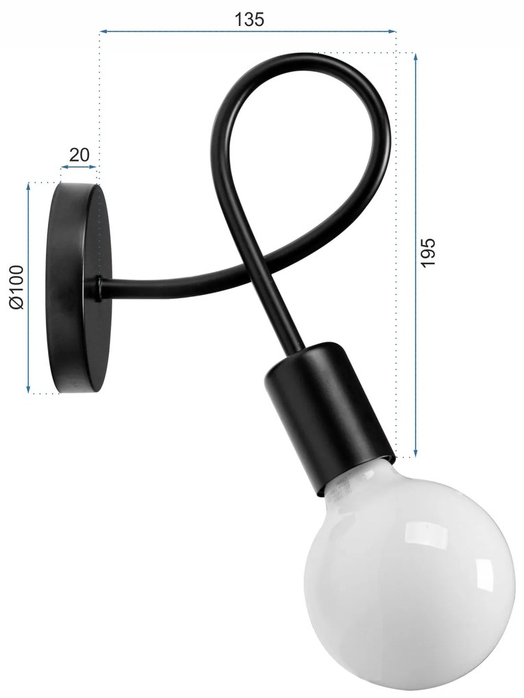 Toolight - Nástěnná kovová lampa na zeď PARADISE 1xE27 60W 392199, černá, OSW-04008