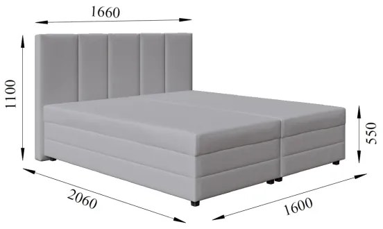 Čalouněná postel s pružinovou matrací a úlož. prostorem ISABEL 160x200 sv. šedá