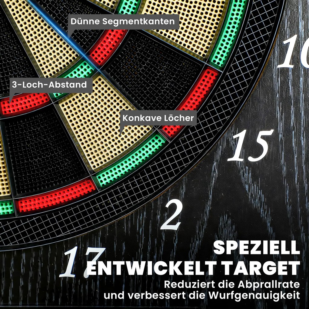 SPORTNOW Elektronický terč E Dartboard s dveřmi vzhled dřeva, LED displej, hlasové hlášení, 6 šipek, 24 náhradních hrotů