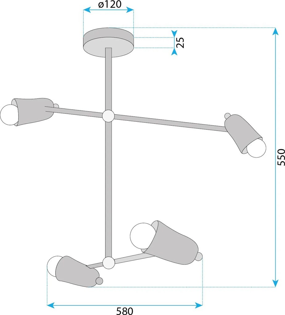 Toolight Toolight, 4-rammena stropní svítilna, 4xE14, APP1708-4CP, černá-zlatá, OSW-03628