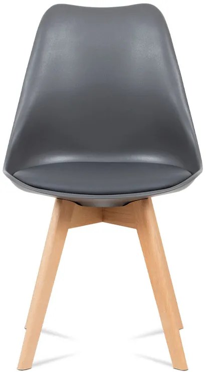 Jídelní židle Autronic CT-752 GREY – plast / PU kůže / masiv buk