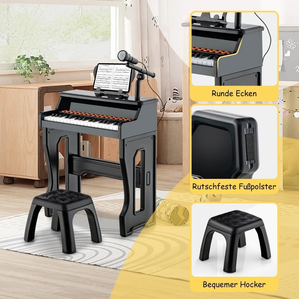 Costway 37-klávesová dětská klaviatura elektronické dětské piano se stoličkou