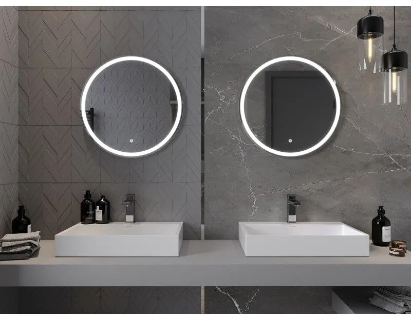 Mexen Gobi, LED kulaté koupelnové zrcadlo s podsvícením 60 cm, 6000K, ochrana proti zamlžování, 9801-060-060-611-00
