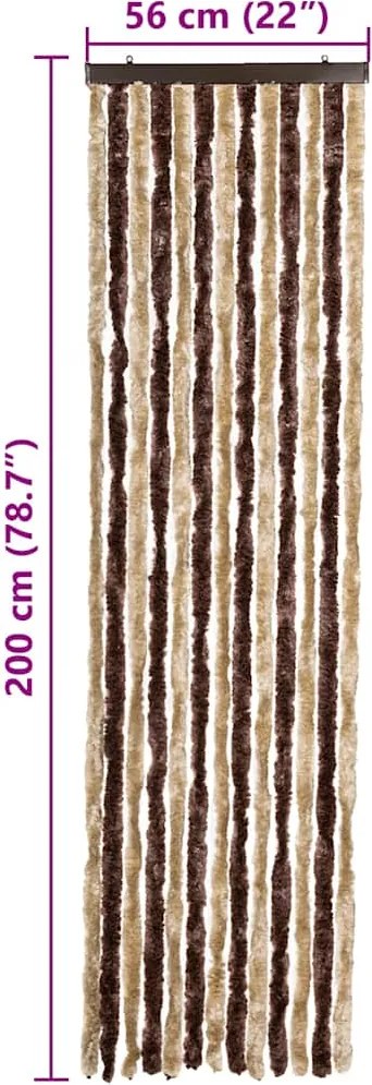 Závěs proti hmyzu béžový a světle hnědý 56 x 200 cm Chenille 315120