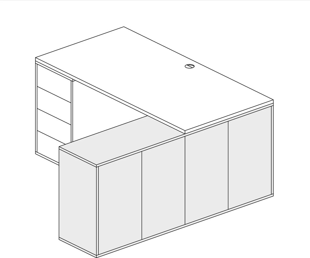 Kancelářská zásuvková komoda BLOCK, 1600 x 400 x 710 mm, 4x dveře, dub přírodní