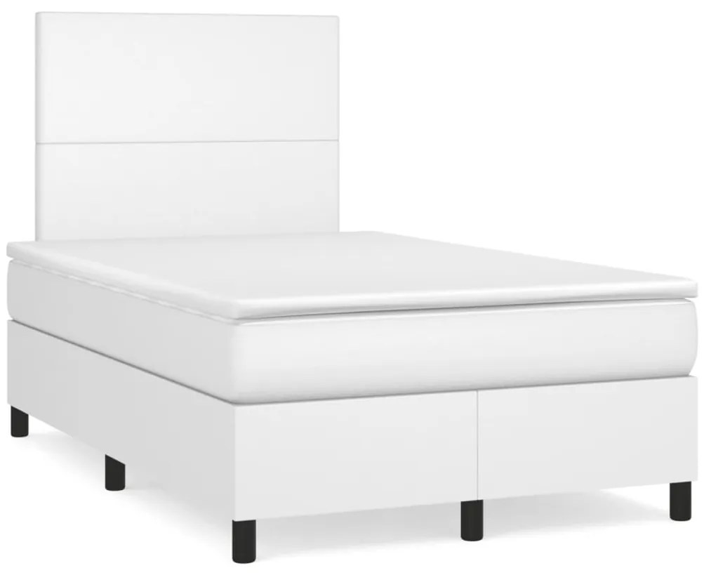 Box spring postel s matrací bílá 120x190 cm umělá kůže