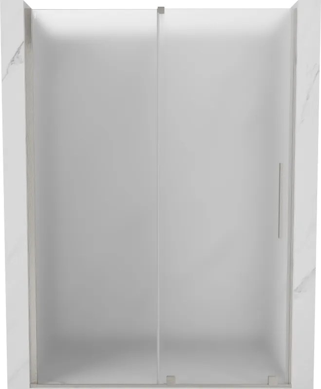 Mexen Velar, posuvné sprchové dveře do otvoru 130 cm, 8mm sklo námraza, broušená ocel, 871-130-000-31-97
