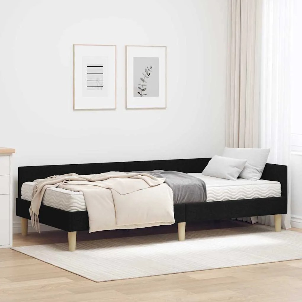 Rohový rám postele s matrací Jiný s čelo 2 ks Zelená textil 3393663