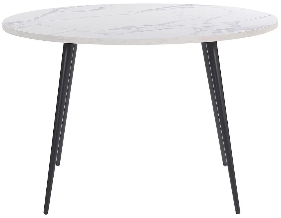 Kulatý jídelní stůl ⌀ 120 cm bílý mramorový efekt s černým ODEON Beliani