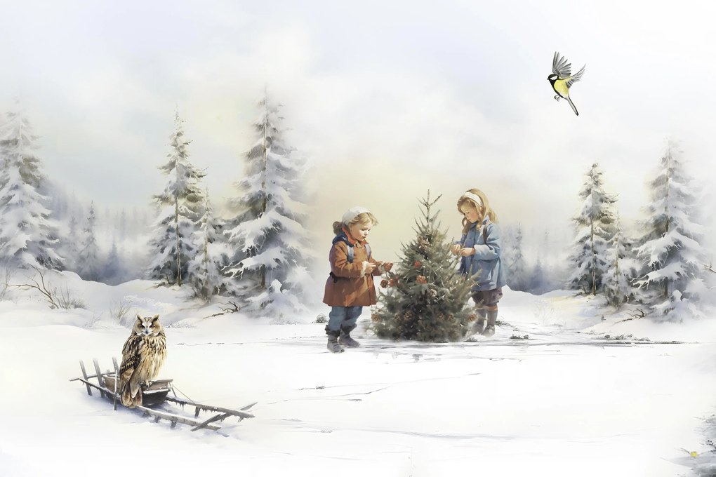 Bavlněné povlečení Vánoce v přírodě Velikost: 220 x 200 + 2 x 70 x 90