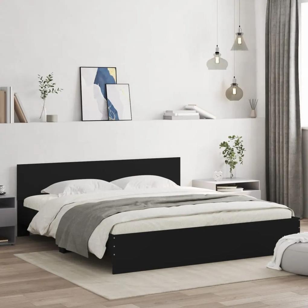 vidaXL Rám postele s čelem černý 160 x 200 cm