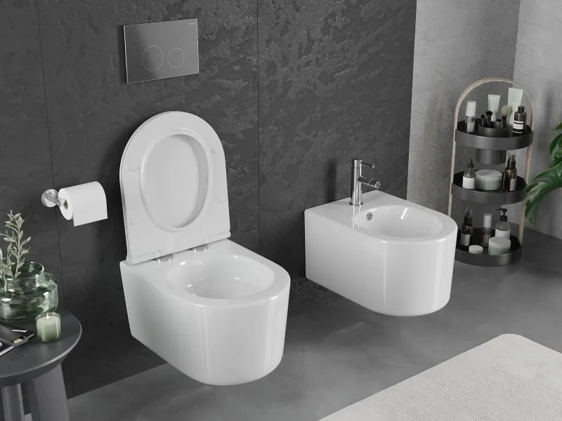 Mexen Sofia WC mísa Rimless Tornado s pomalu klesající sedátko slim, duroplast, bílý lesk - 30540500T