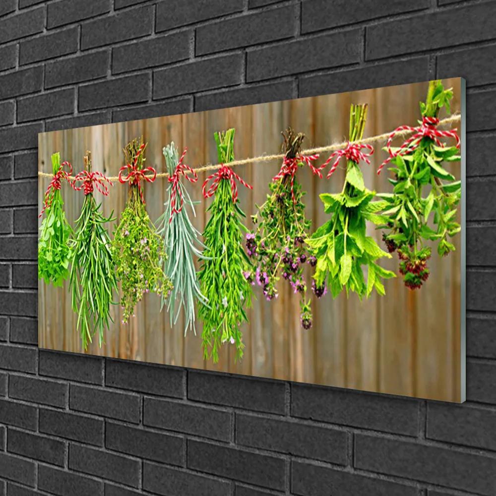 Obraz na skle Sušené Byliny Listy Příroda 100x50 cm