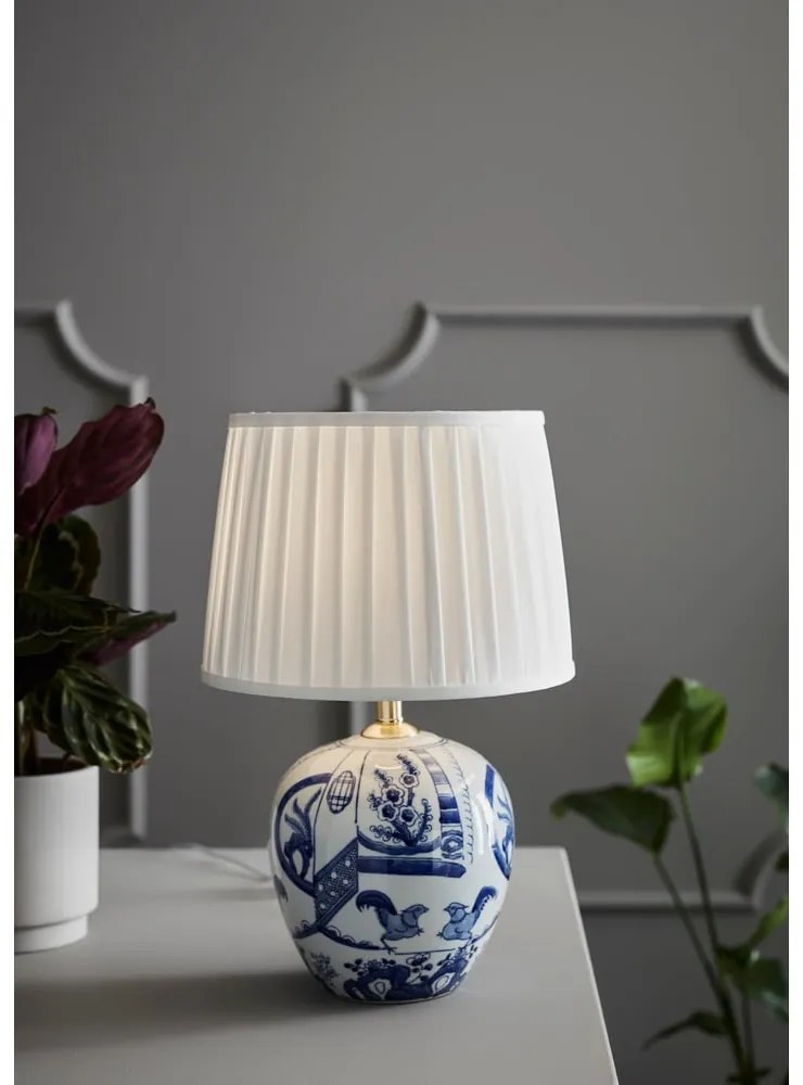 Modro-bílá stolní lampa Markslöjd Goteborg, výška 48 cm