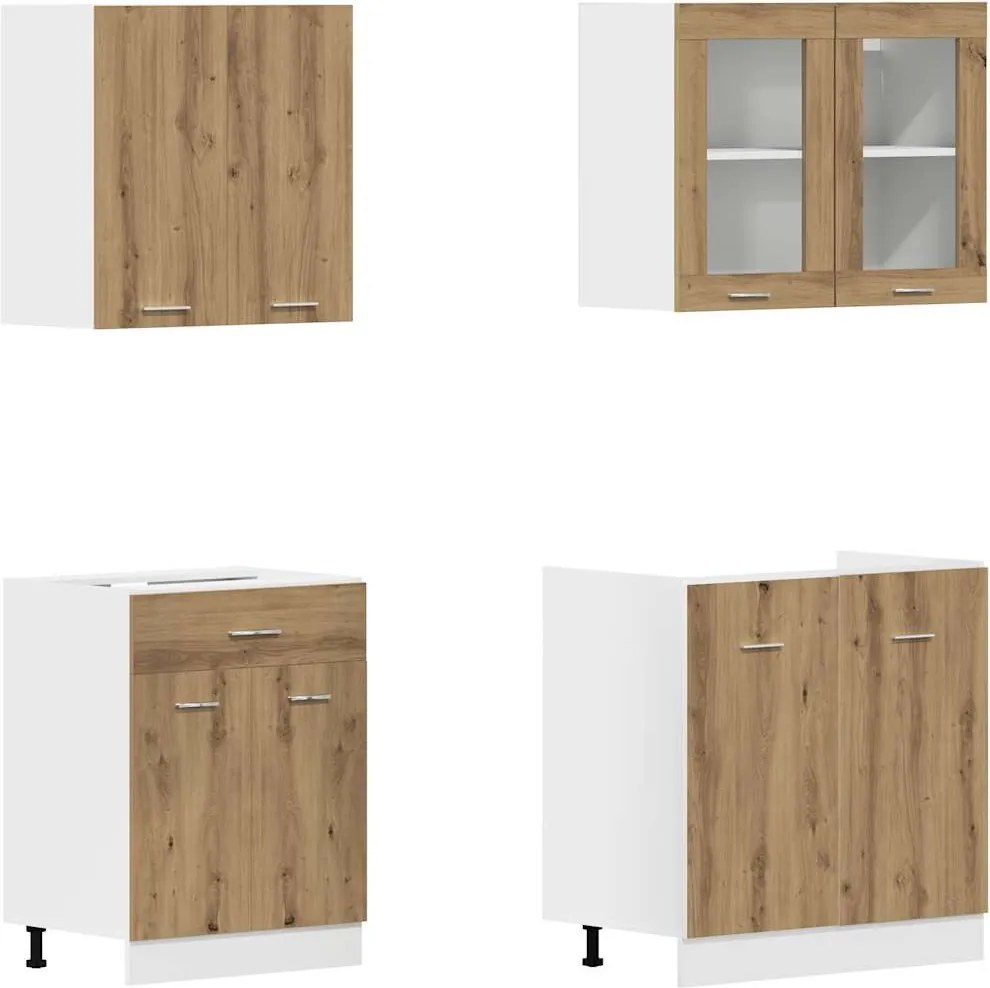 4dílná sada kuchyňských skříněk "Lyon" Artisan Dub, dřevěné podlahy 3328574