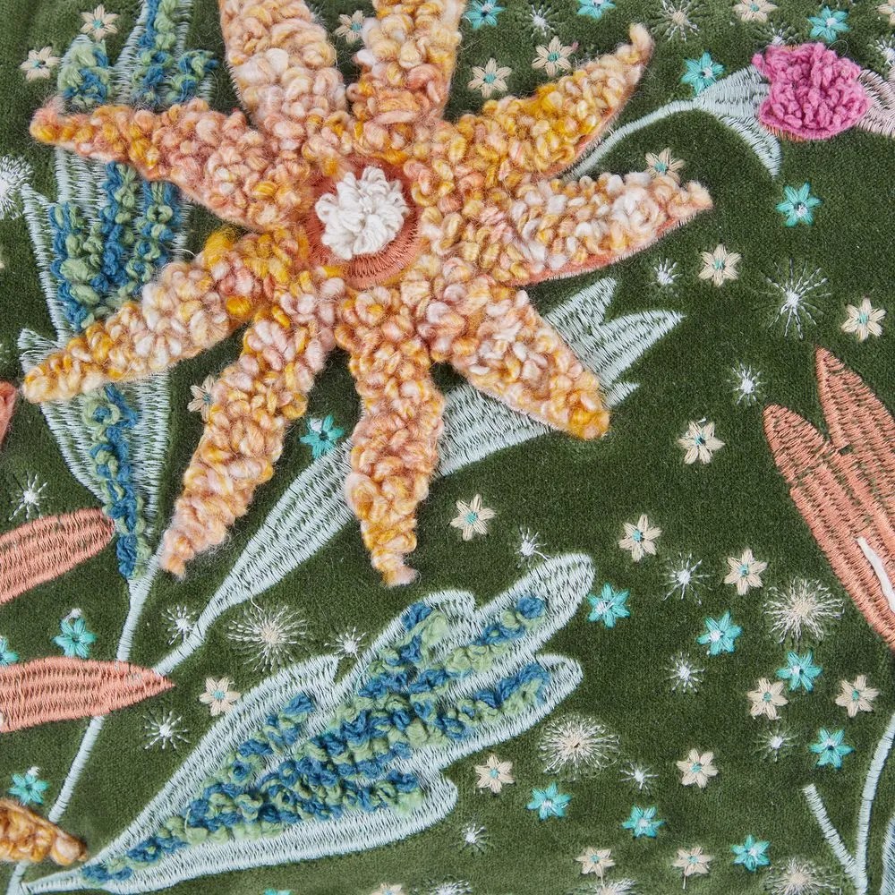 BOHEMIAN Polštář květinová louka 60 x 35 cm - zelená