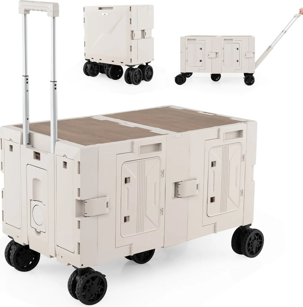 Costway Ruční vozík skládací ruční vozík se stolní deskou 2 úložné boxy