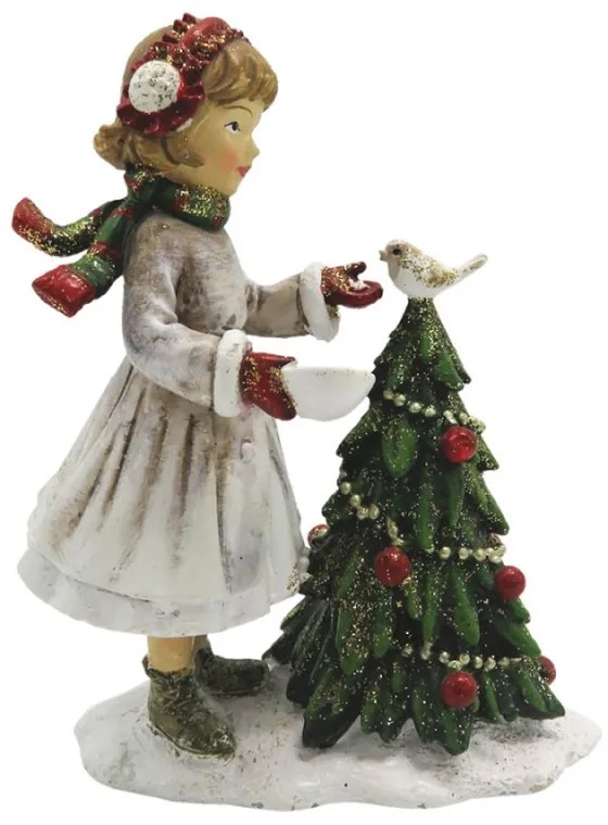 Figurka holčičky s vánočním stromkem – 9x5x12 cm