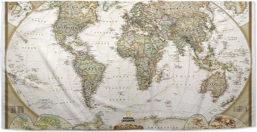 Sablio Ručník Mapa světa - 70x140 cm