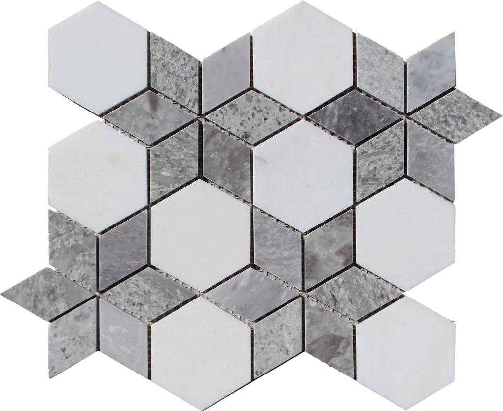 ALFIstone Kamenná mozaika z mramoru, Hvězda ocean vein, 30,5 x 24,7 x 0,9 cm, NH203 VZOREK