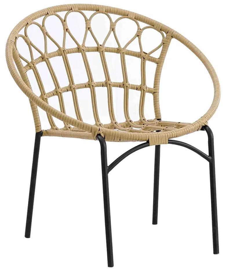 Zahradní židle, přírodní / černá, ELDIA