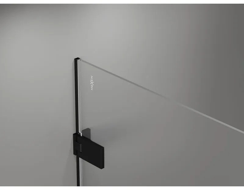 Mexen Lunar-F, skládací sprchový kout pravý 100 x 100 cm, 8mm čiré sklo, černý profil, 836-100-100-70-00-P
