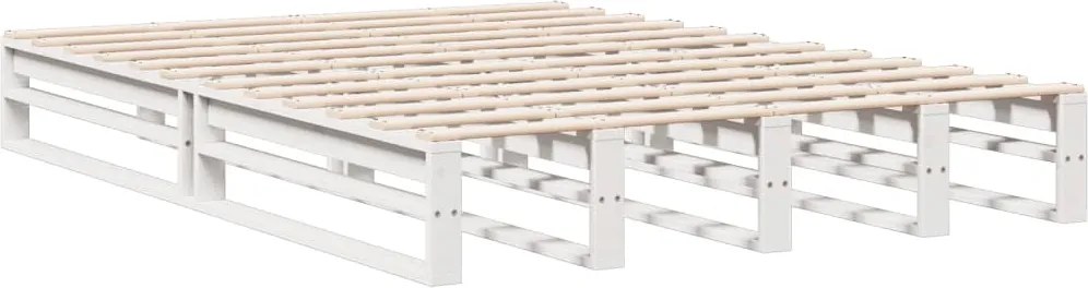 Postel s knihovnou bez matrace bílá 150x200 cm masivní borovice 3323963