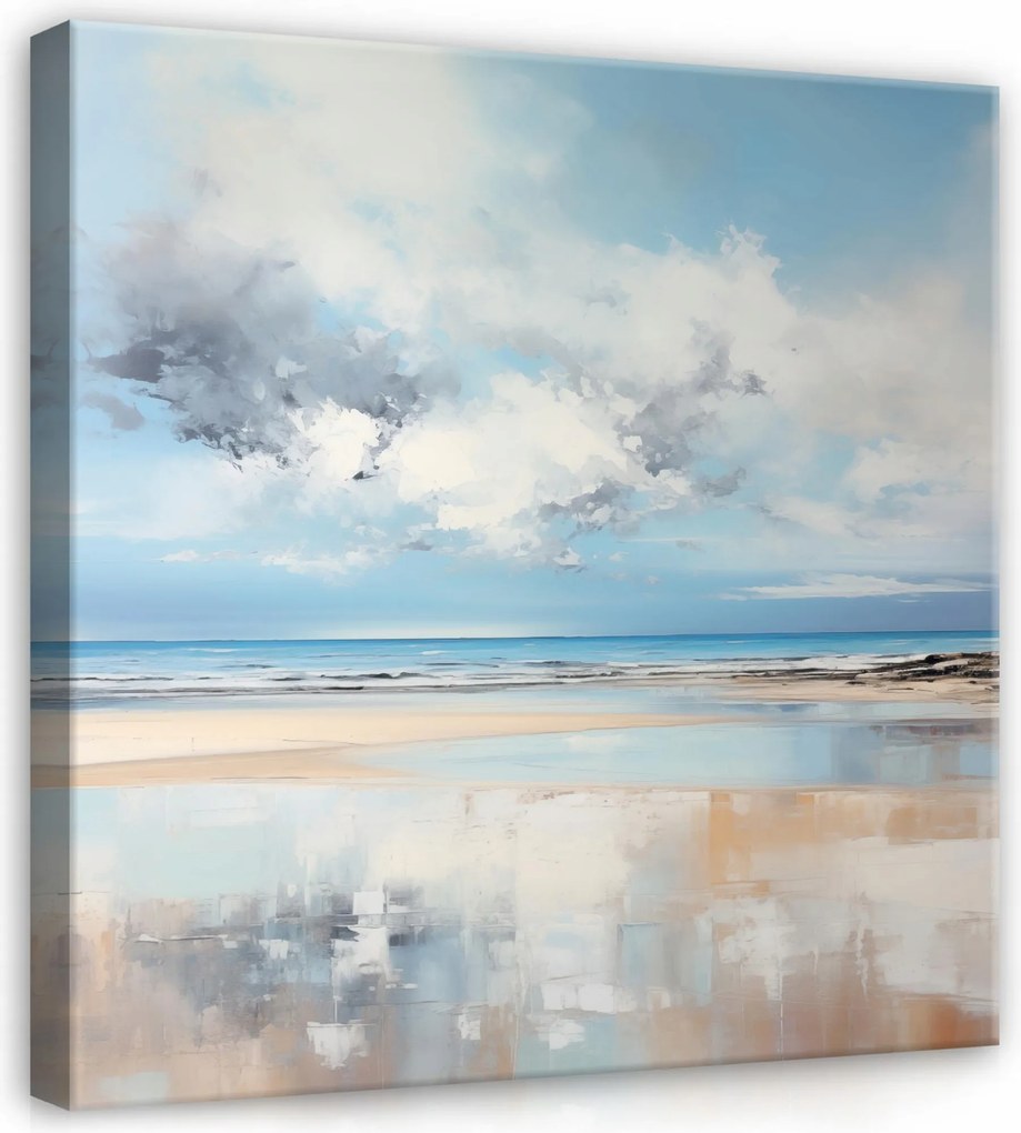 Obraz Abstrakce Modré Moře Pláž Na Plátně Stěna Ložnice 80x80