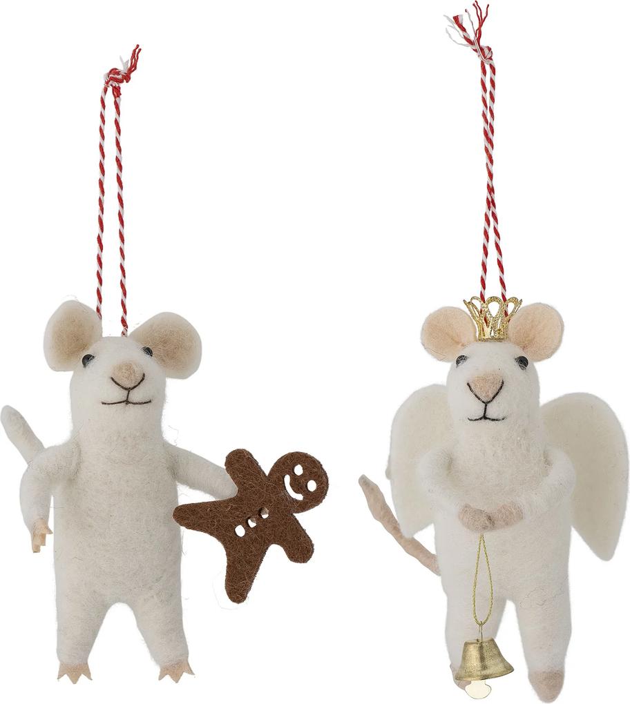 Ozdoby na stromeček Peo myška anděl a myška s perníkem 2 ks