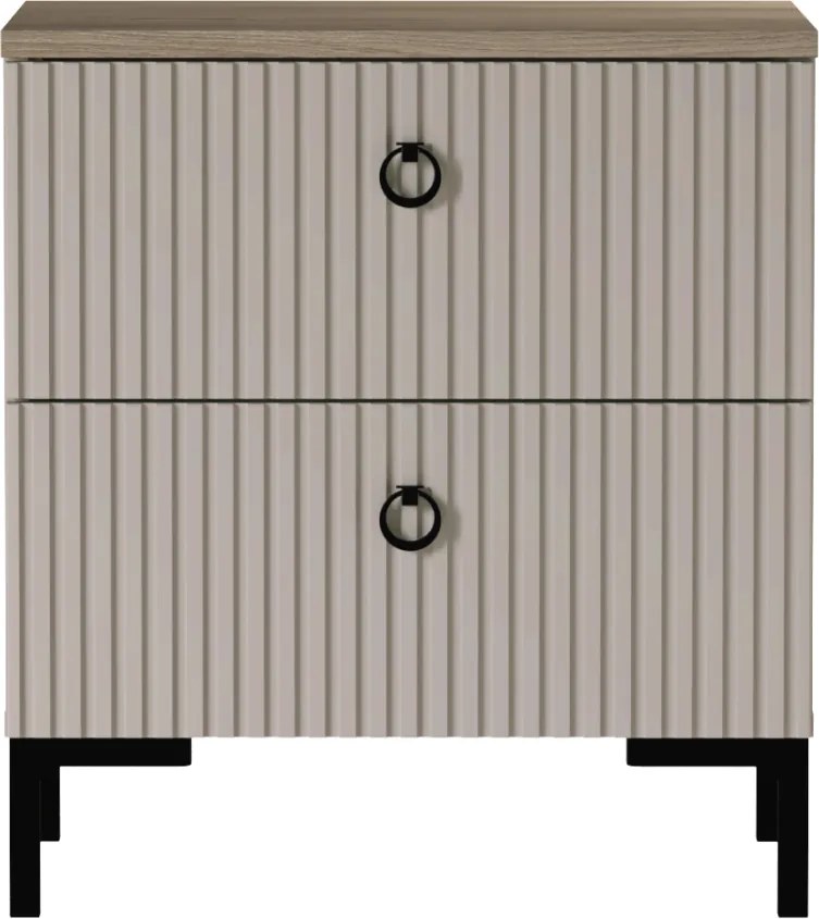 Noční stolek, šedohnědá Taupe/dub silverjack, DOMCA 2S