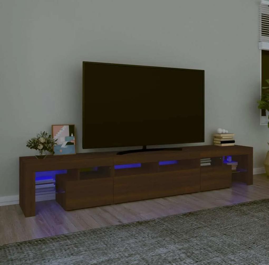 vidaXL TV skříňka s LED osvětlením 230x36,5x40 cm [3152789] Barva: bílá s vysokým leskem