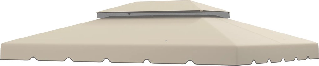 Outsunny náhradní střecha pro pavilon 4x3 m s dvojitou střechou a odtokovými otvory Pouze střecha BEZ rámu Béžová