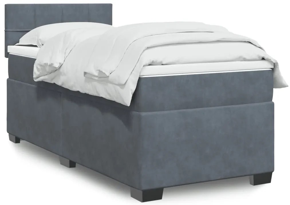 Box spring postel s matrací tmavě šedá 90x200 cm samet 3288523