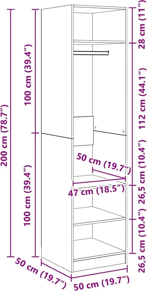 vidaXL Marketos Šatní skříň černá 50 x 50 x 200 cm kompozitní dřevo